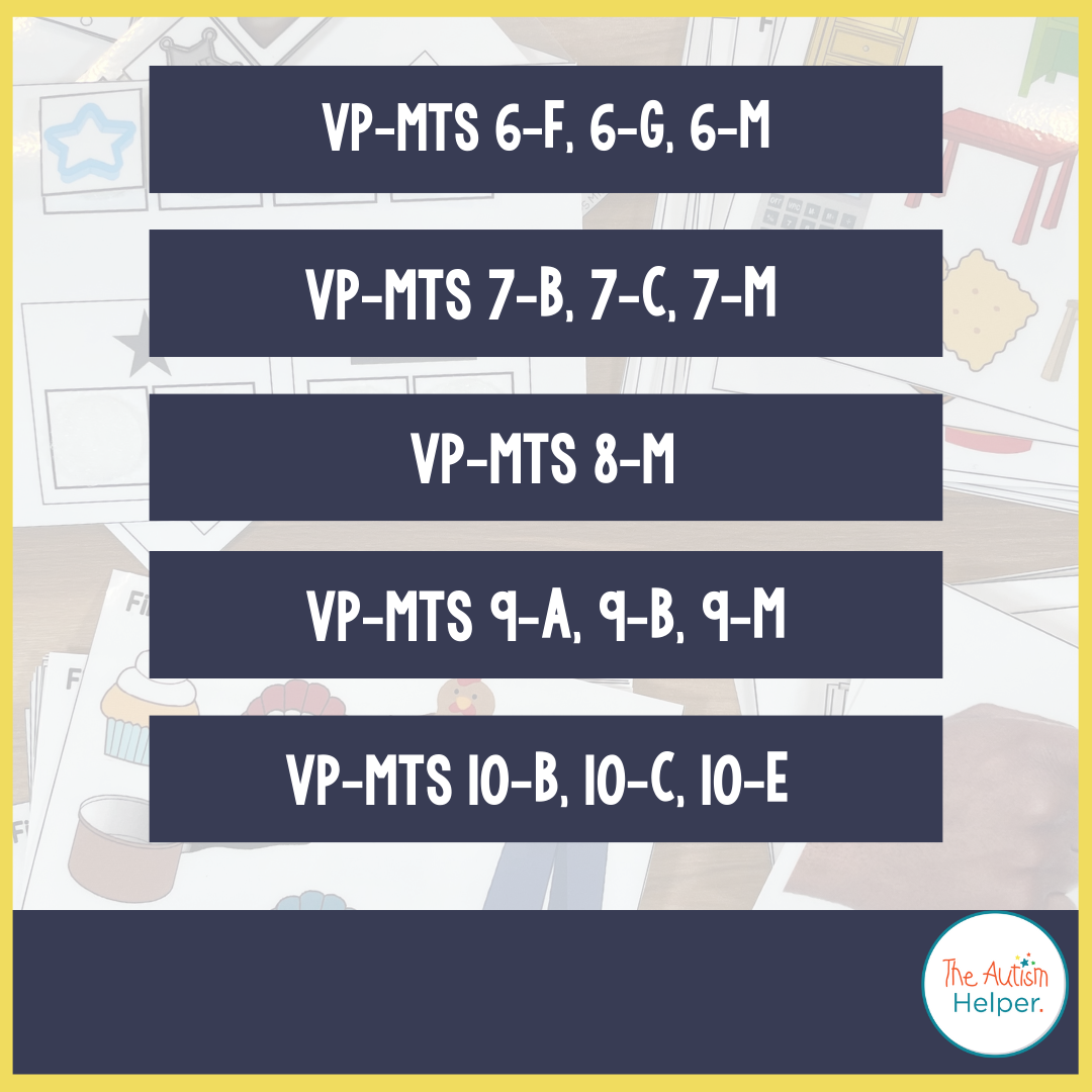 VB-MAPP Task Cards - Visual Perceptual Skills & Match to Sample Level ...