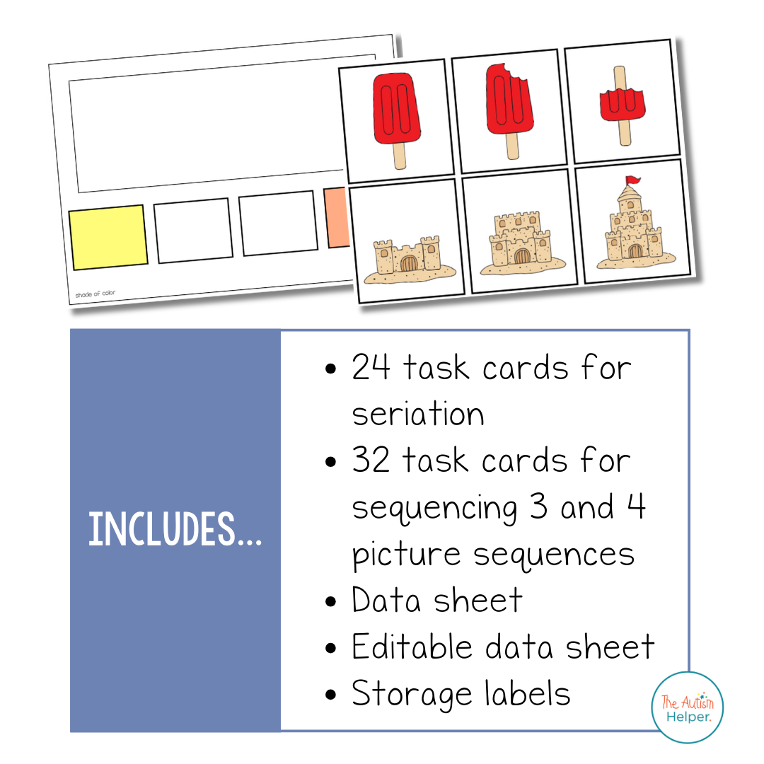 Seriation and Sequencing Task Cards [ABLLS-R Aligned B25, B26] – The ...