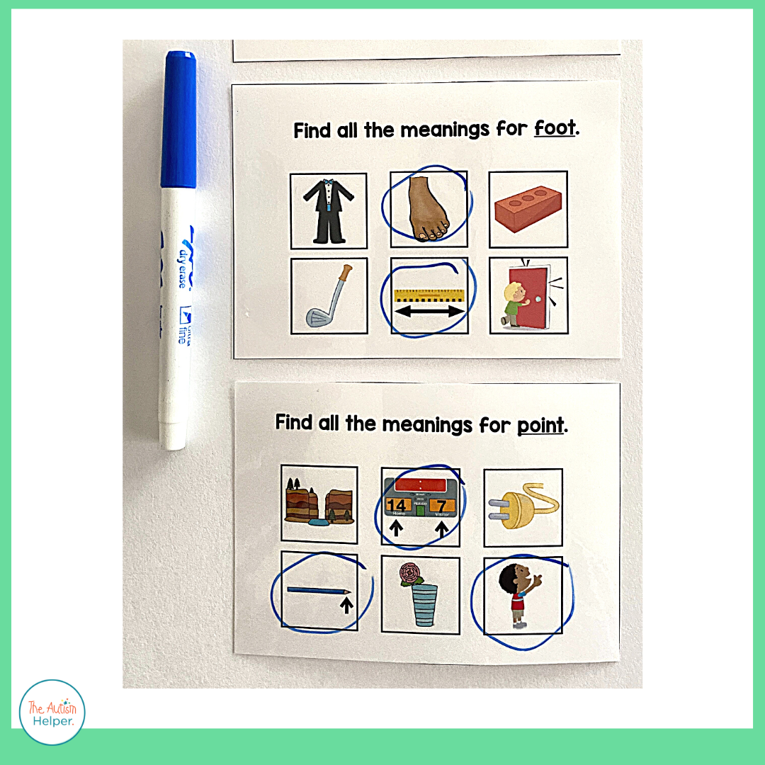 Multiple Meaning Word Task Cards – The Autism Helper
