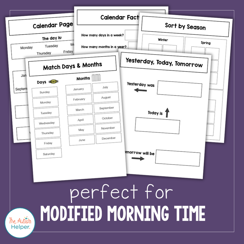 Differentiated Adapted Calendar Activities – The Autism Helper