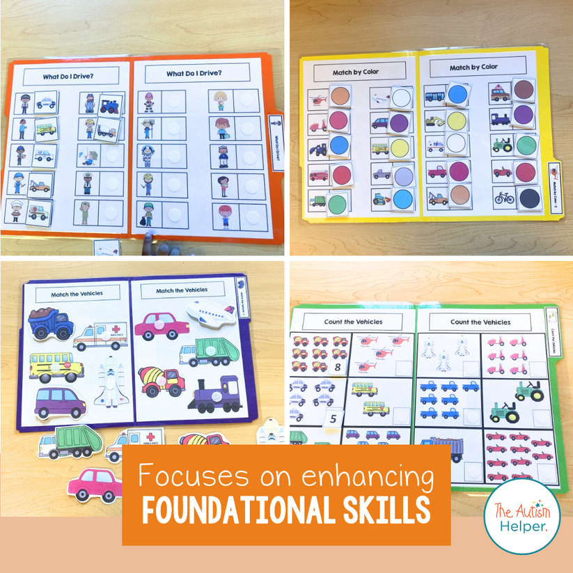 Vehicle Themed File Folder Activities – The Autism Helper