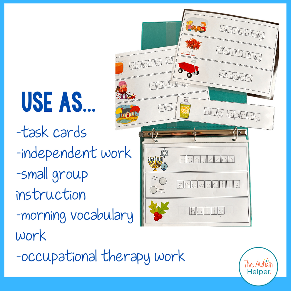 Copy & Trace Seasonal Vocabulary – The Autism Helper