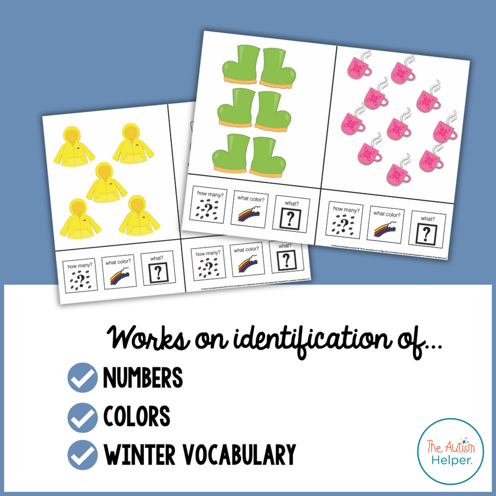 Count, Color, & Name Wh-Question Adapted Book - WINTER – The Autism Helper