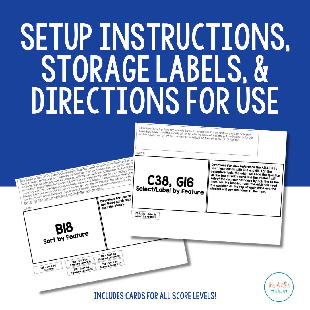 Feature Task Cards [ABLLS-R Aligned B18, C38, G16] – The Autism Helper