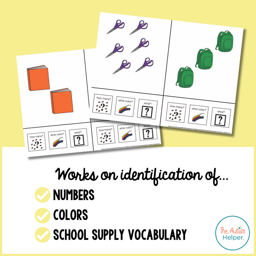 Count, Color, & Name Wh-Question Adapted Book - Back to School Edition ...