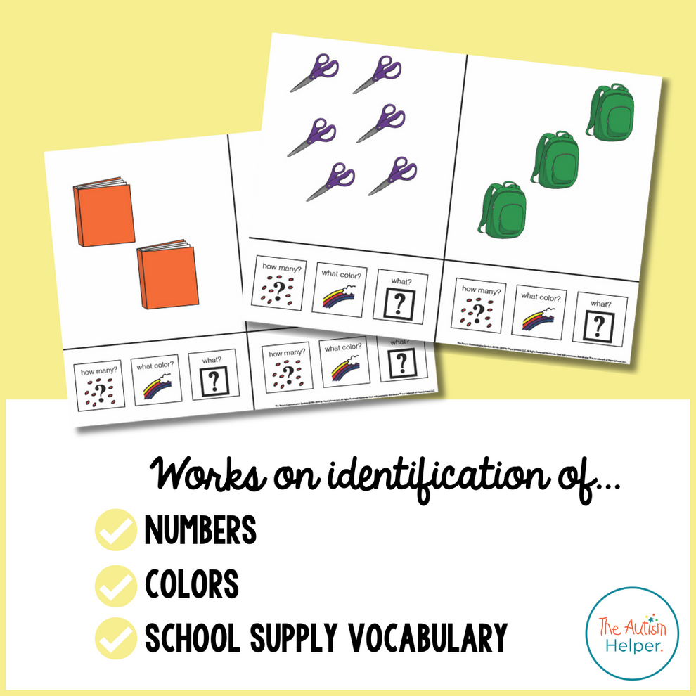 Count, Color, & Name Wh-Question Adapted Book - Back to School Edition ...