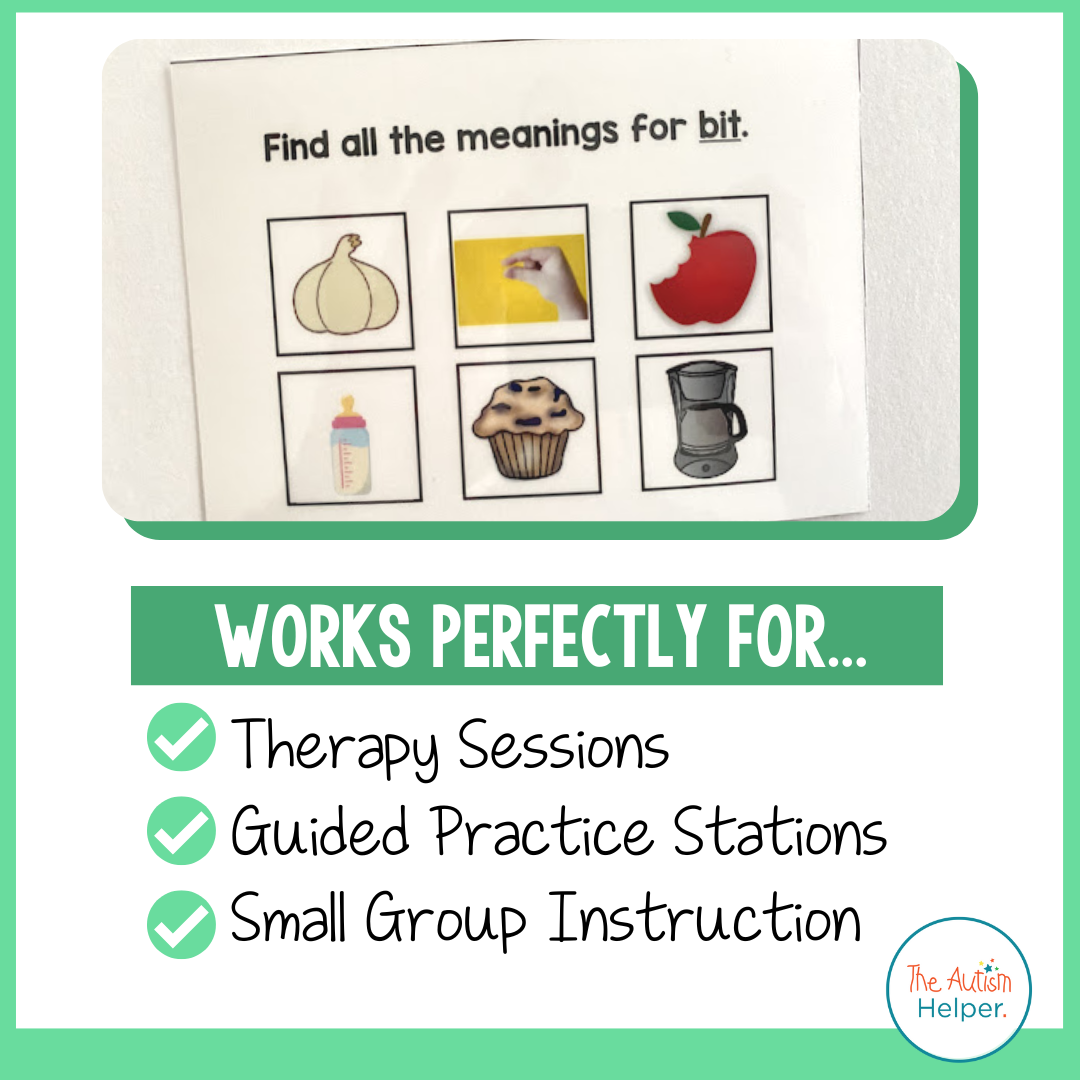 Multiple Meaning Word Task Cards – The Autism Helper
