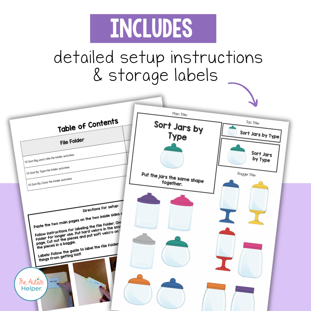 Color, Size, and Type Sorting File Folder Activity Mega Pack – The ...