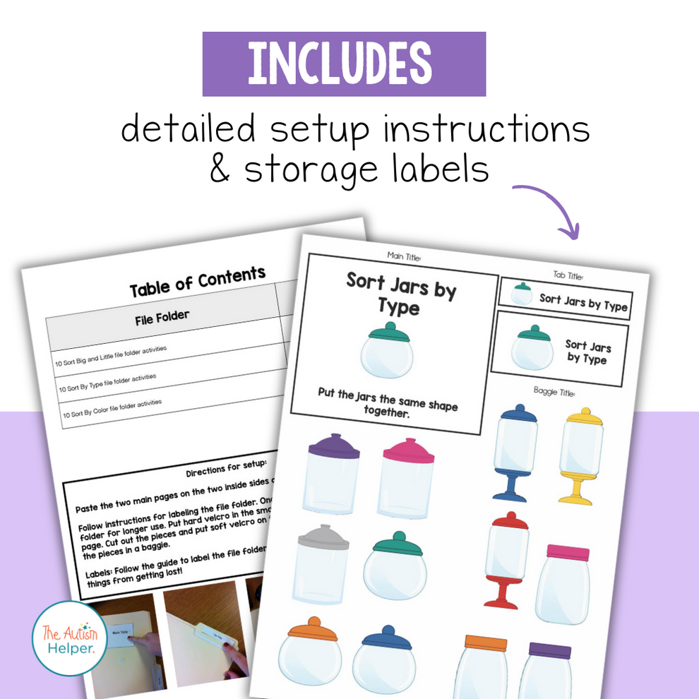 Color, Size, and Type Sorting File Folder Activity Mega Pack – The ...