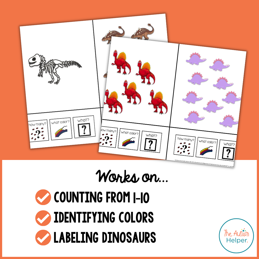 Count, Color, & Name Wh-Question Adapted Book - Dinosaurs – The Autism ...