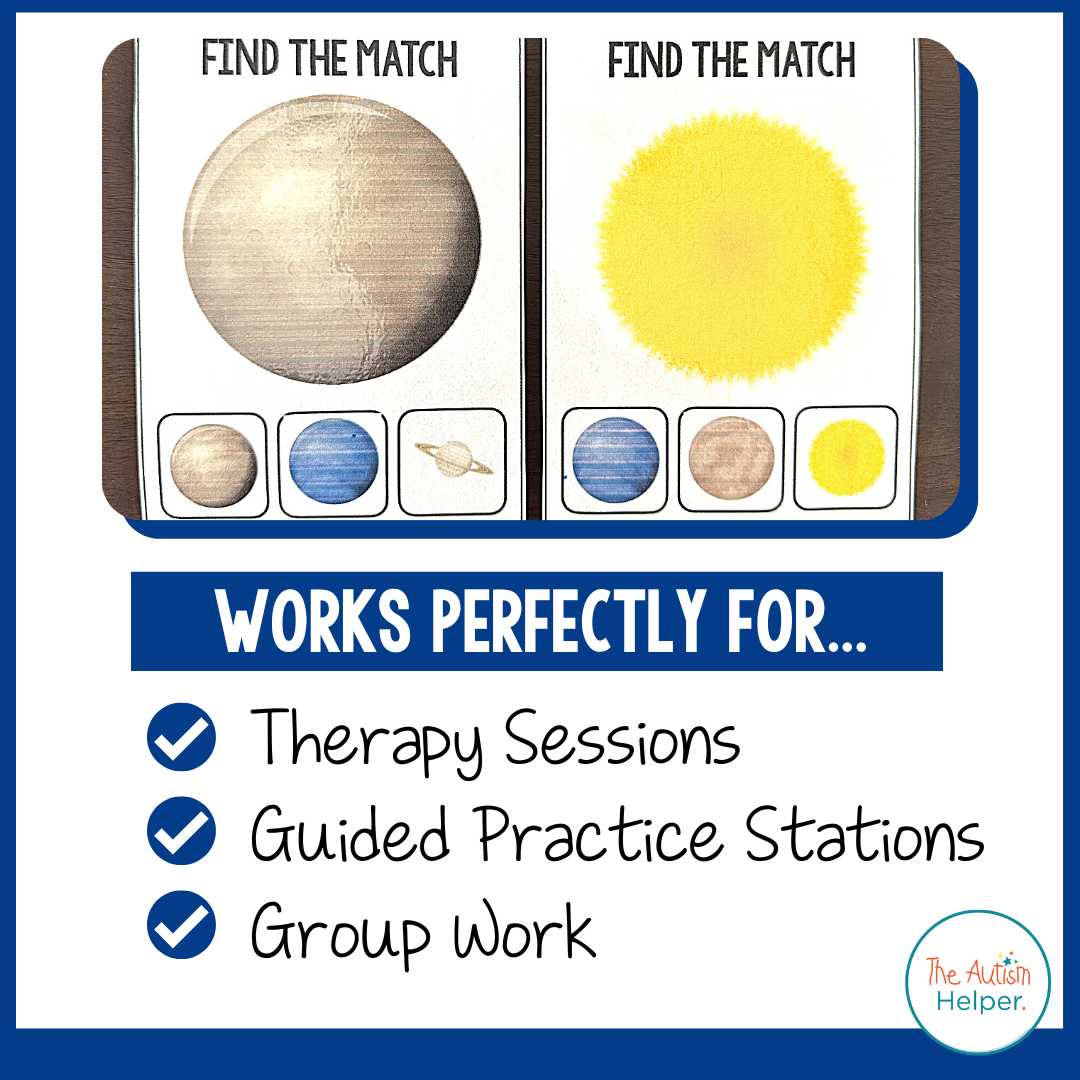 Outer Space Errorless & Identical Matching Task Cards – The Autism Helper