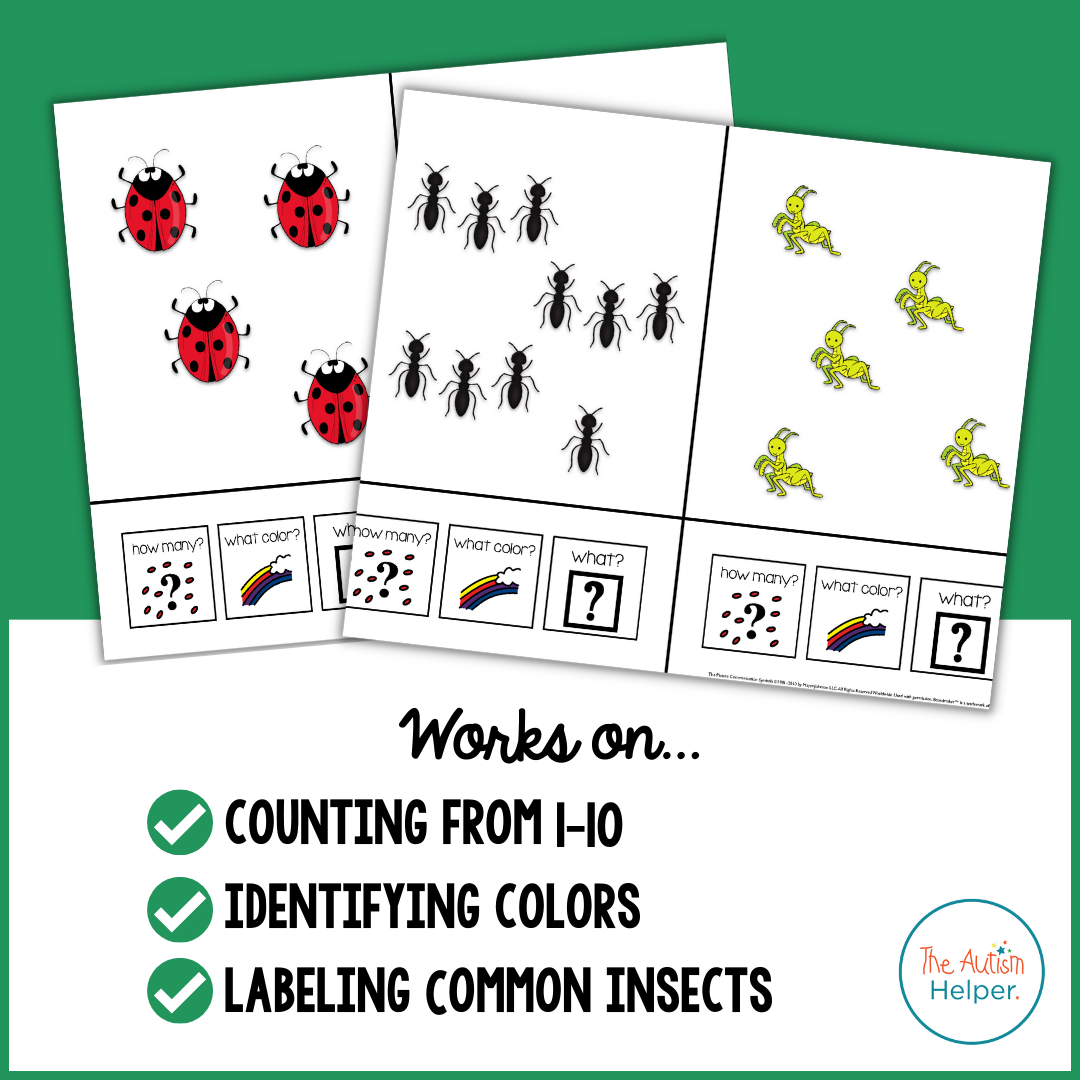 Count, Color, & Name Wh-Question Adapted Book - Insects – The Autism Helper