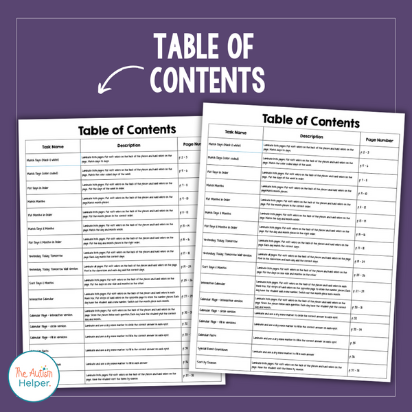 Differentiated Adapted Calendar Activities – The Autism Helper