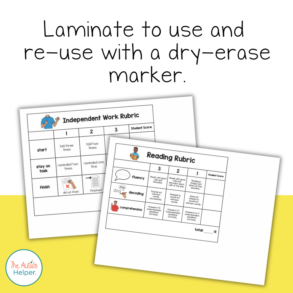 Student Self-Assessment Visual Rubrics – The Autism Helper