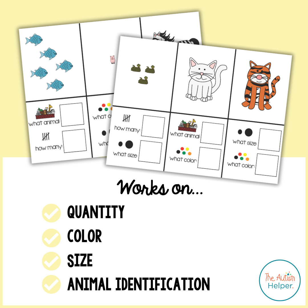 Size, Color, & Counting Animal Adapted Book – The Autism Helper