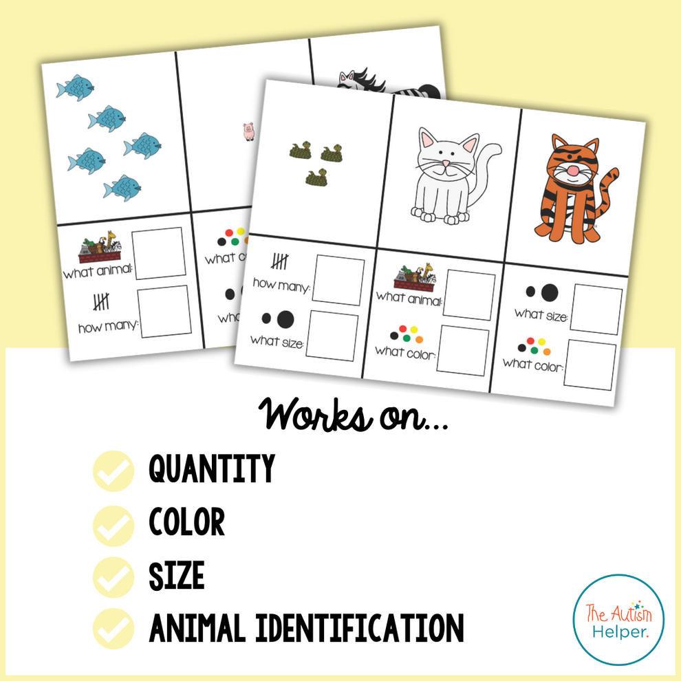 Size, Color, & Counting Animal Adapted Book – The Autism Helper