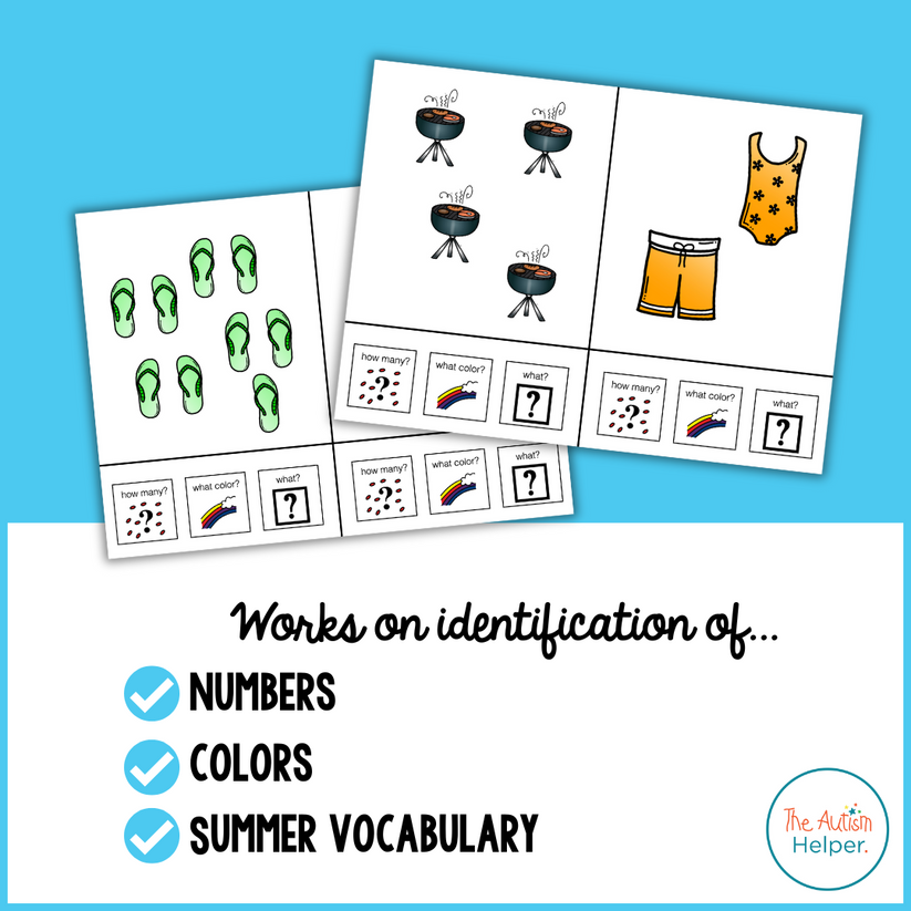 Count, Color, & Name Wh-Question Adapted Book - Summer – The Autism Helper