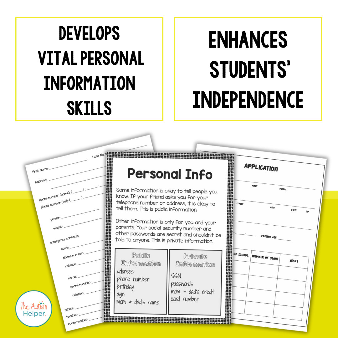 Personal Information Mega Pack {Level 3} – The Autism Helper