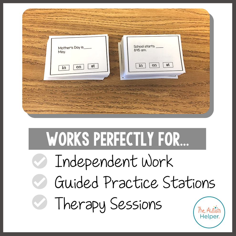 Time Preposition Task Cards – The Autism Helper