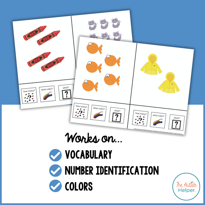 Count, Color, & Name Wh-Question Adapted Book VERSION 2 – The Autism Helper