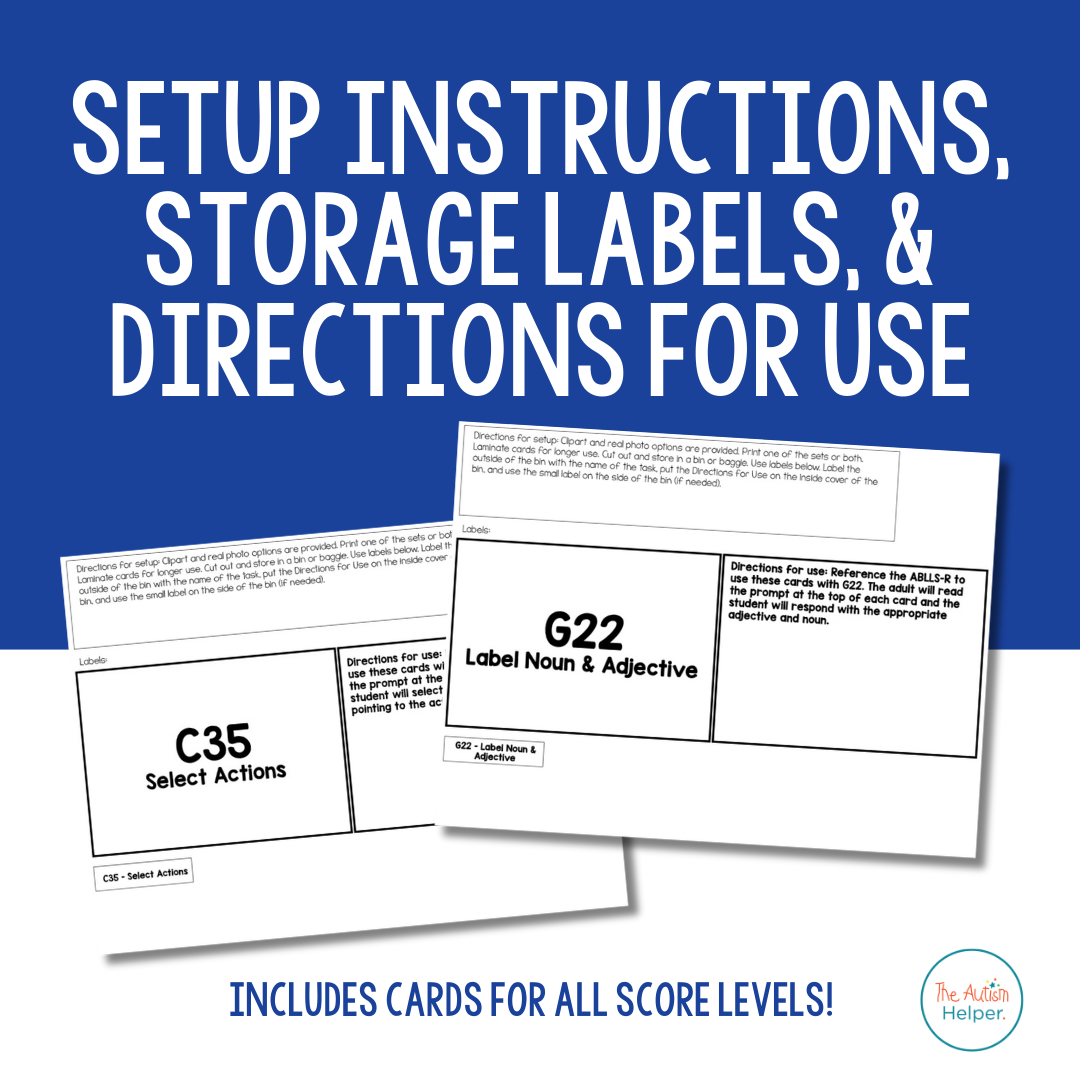 Receptive & Labeling Task Card BUNDLE [ABLLS-R Aligned ALL C & G TASKS ...