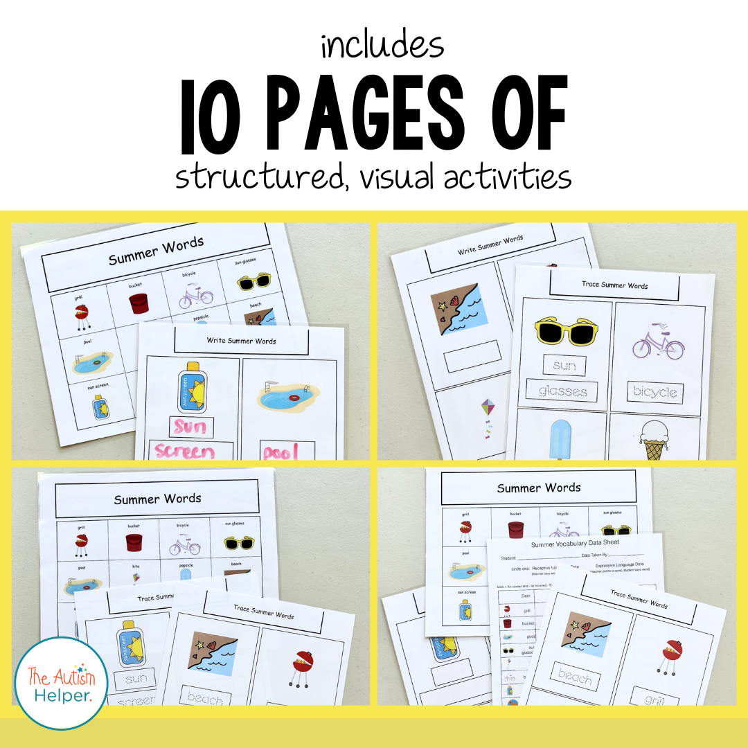 Summer Themed Vocabulary Mini Unit – The Autism Helper