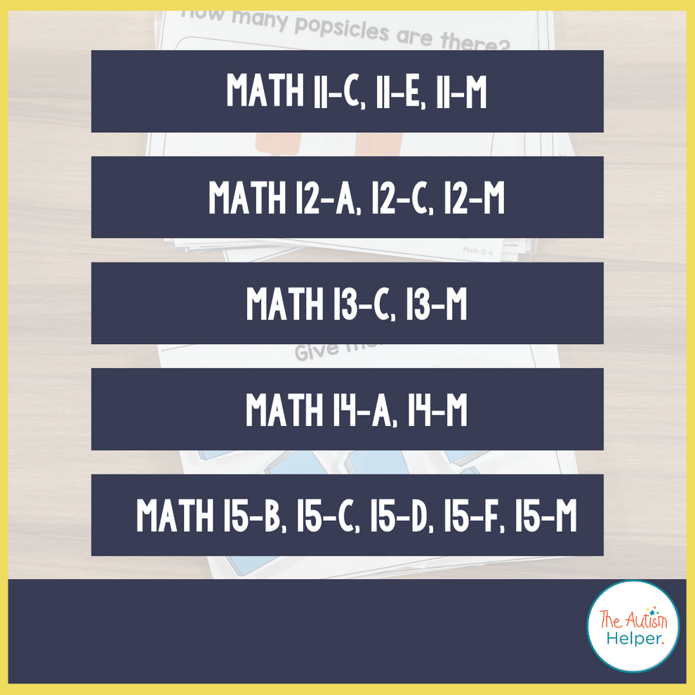 VB-MAPP Task Cards: Math Level 3 – The Autism Helper
