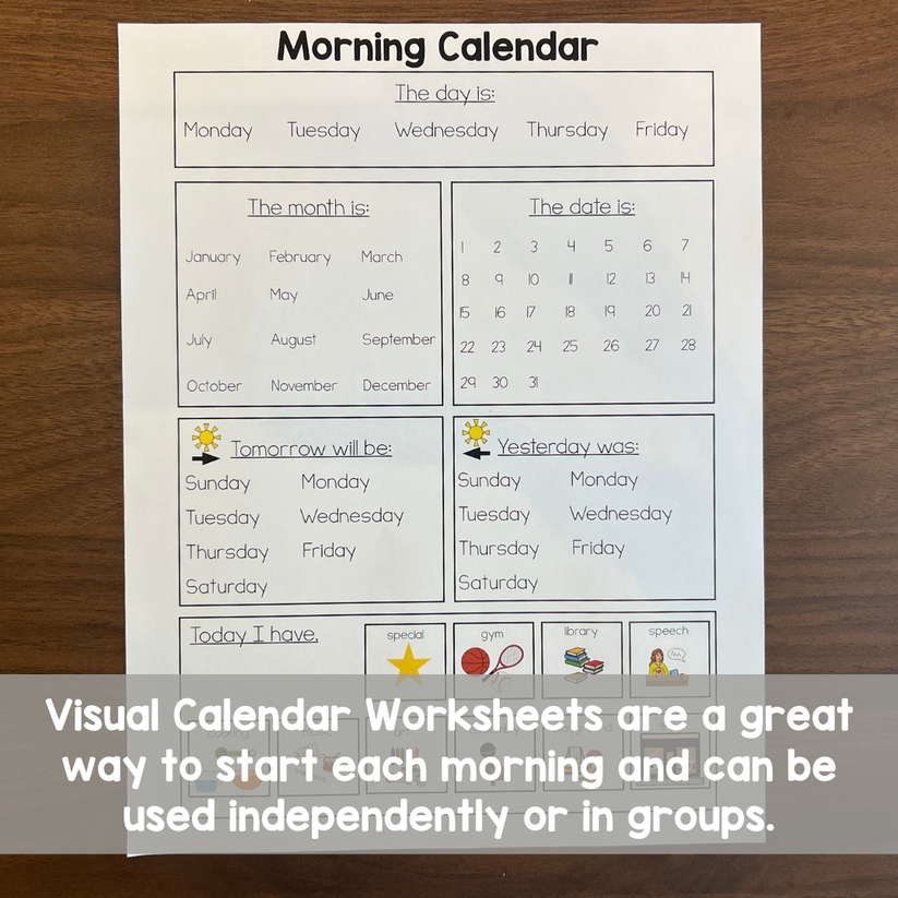 Visual Calendar Worksheets – The Autism Helper