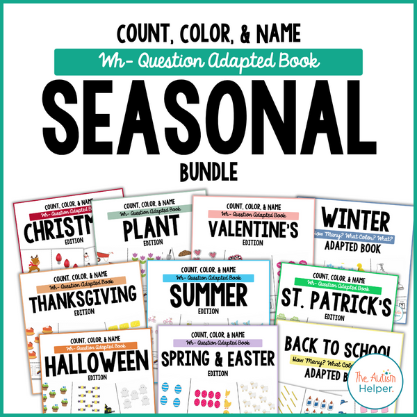 Count, Color, & Name Wh-Question Adapted Book Series - SEASONAL BUNDLE ...