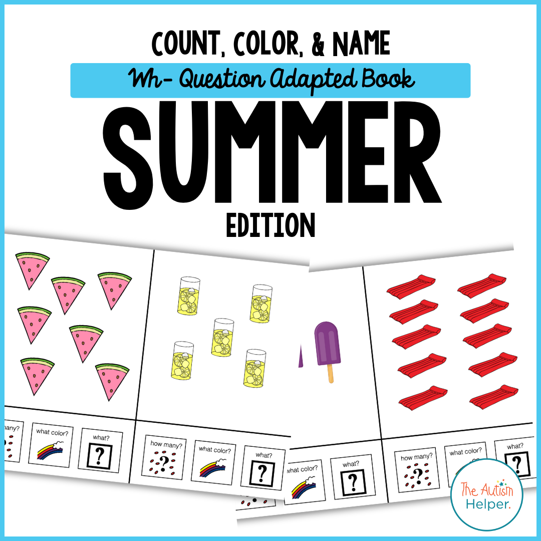 Count, Color, & Name Wh-Question Adapted Book - Summer – The Autism Helper