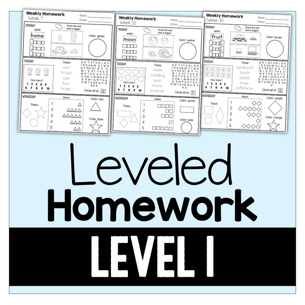 Leveled Daily Work & Homework – The Autism Helper