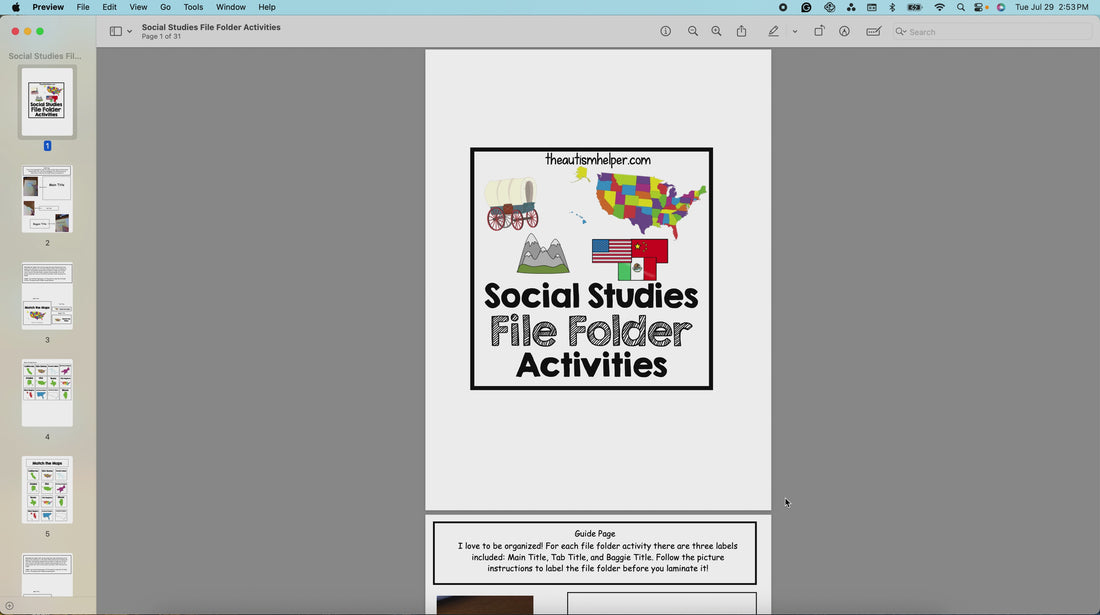 Social Studies File Folder Activities – The Autism Helper