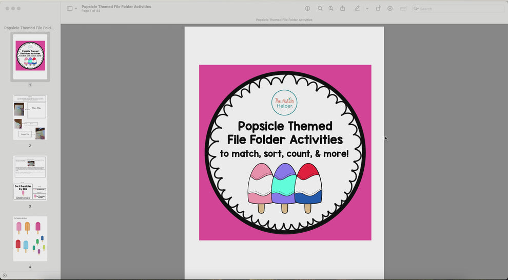 Popsicle Themed File Folder Activities – The Autism Helper