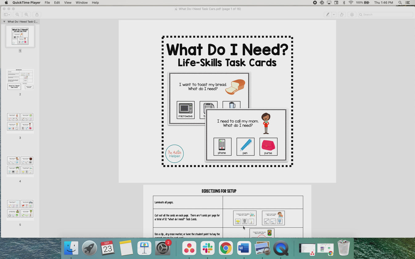 What Do I Need? Life Skills Task Cards – The Autism Helper