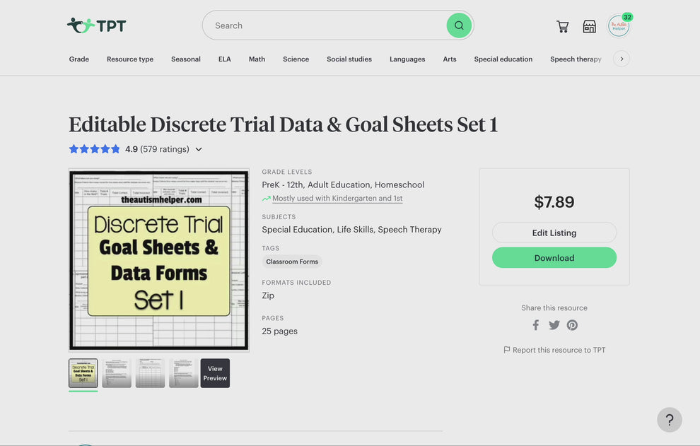 Editable Discrete Trial Data & Goal Sheets Set 1 – The Autism Helper