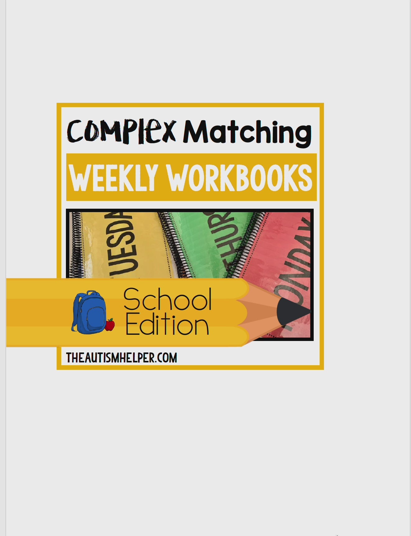 Complex Matching Weekly Workbooks - School Edition – The Autism Helper