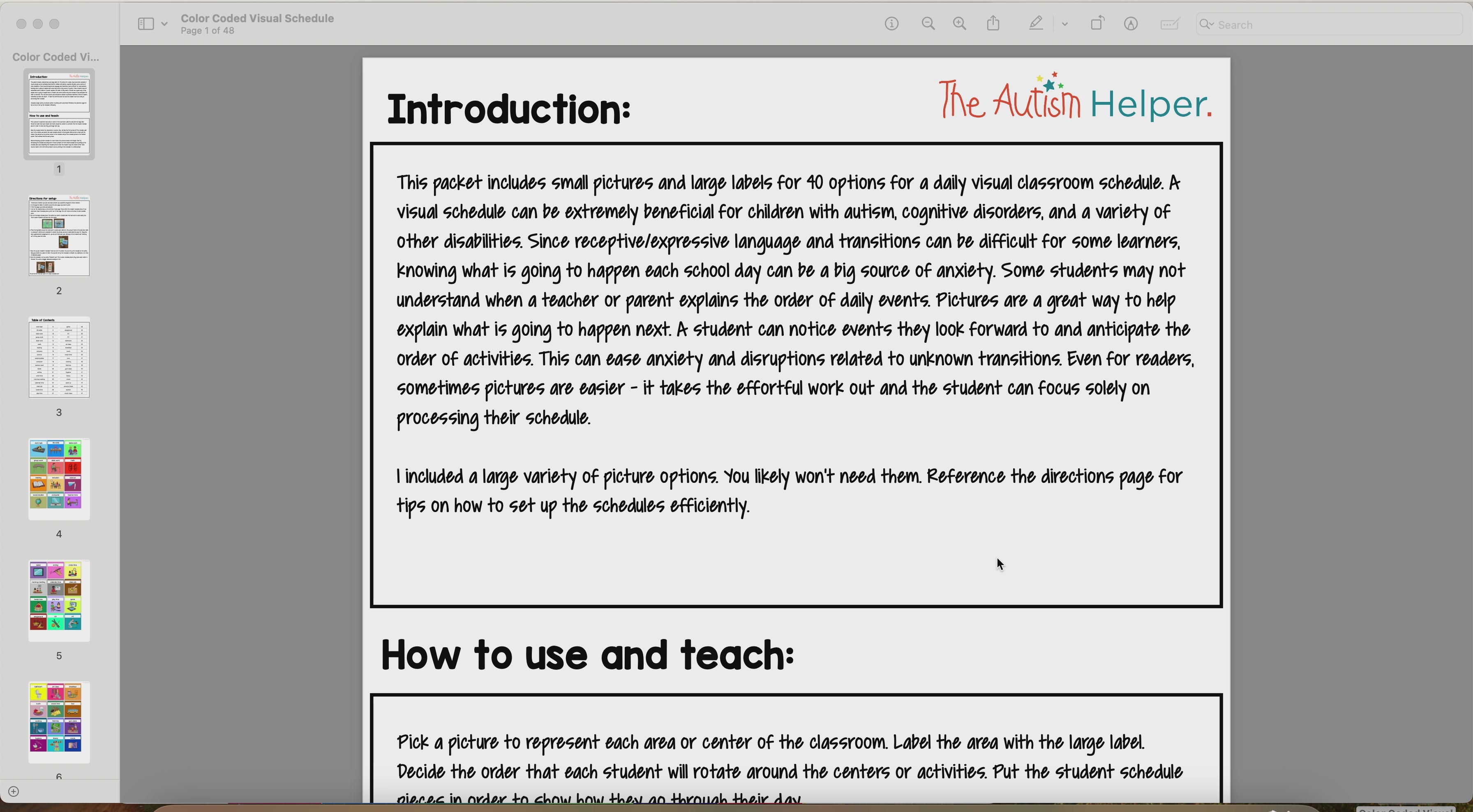 Color Coded Daily Visual Schedule – The Autism Helper