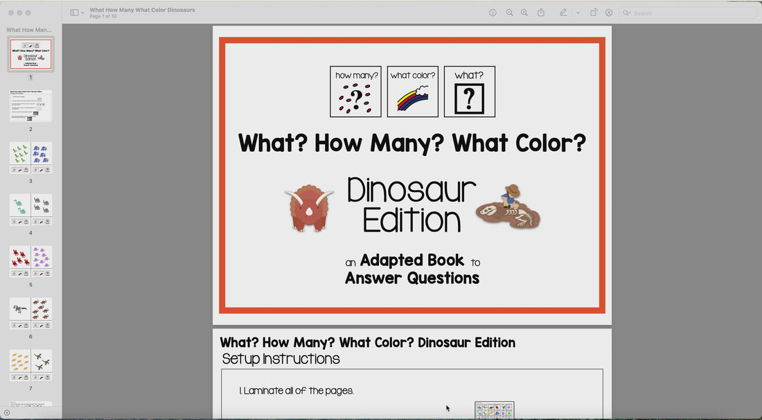 Count, Color, & Name Wh-Question Adapted Book - Dinosaurs – The Autism ...