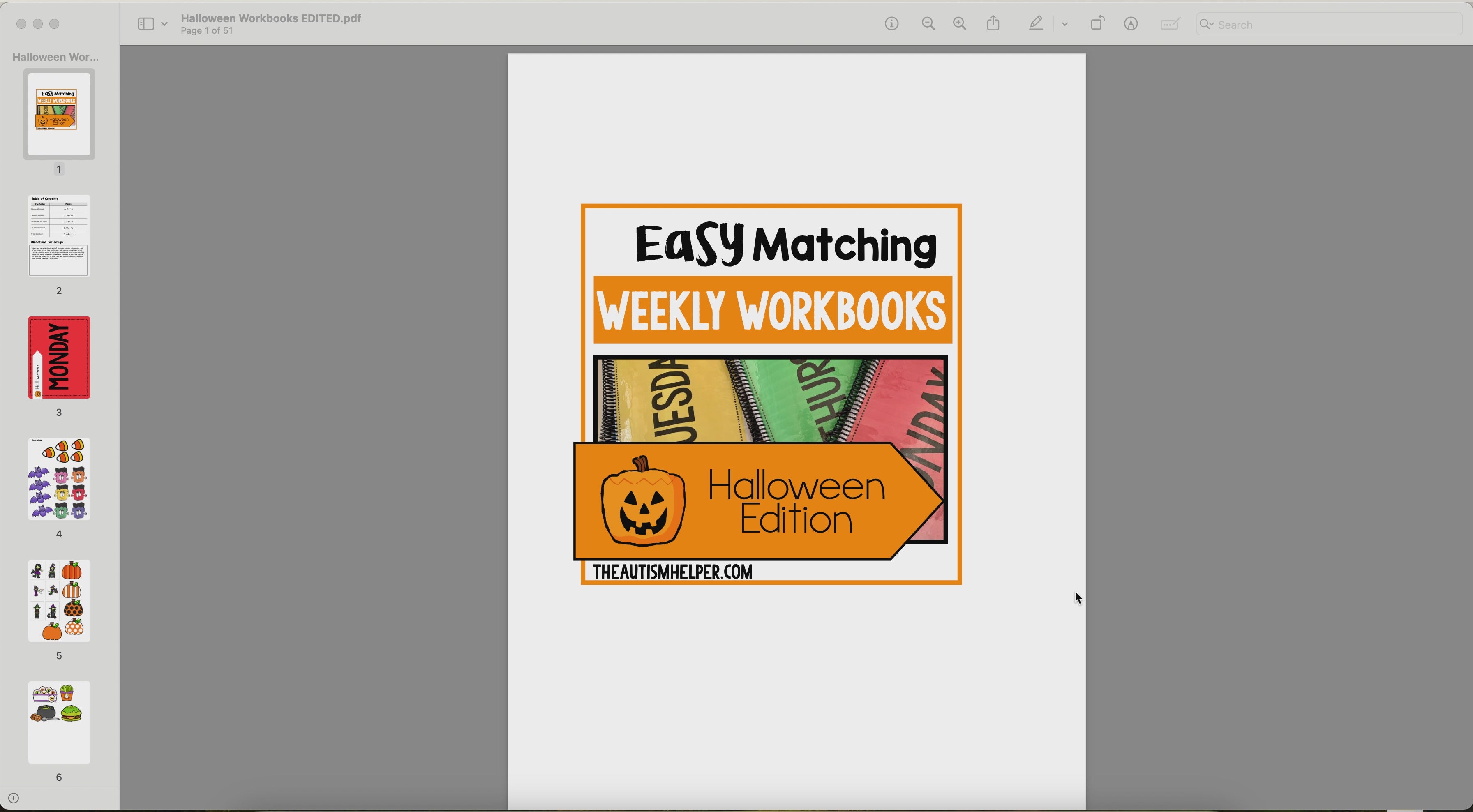Easy Matching Weekly Workbooks - Halloween Edition – The Autism Helper