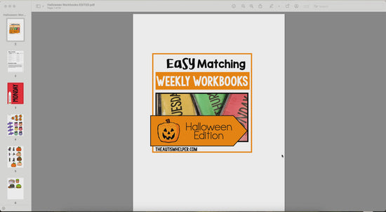 Easy Matching Weekly Workbooks - Halloween Edition – The Autism Helper
