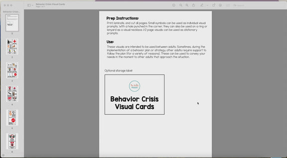 Behavior Crisis Visual Cards – The Autism Helper