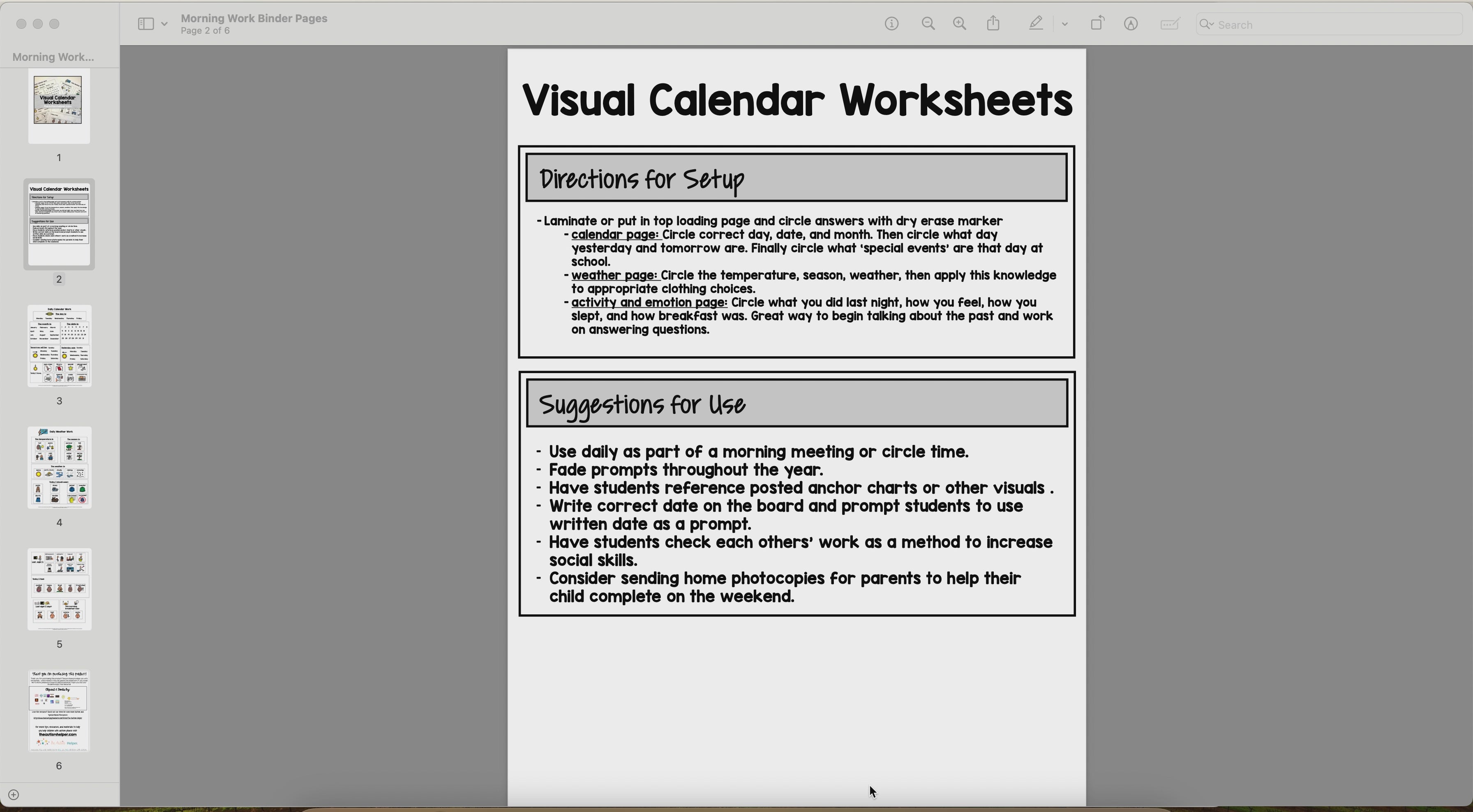 Visual Calendar Worksheets – The Autism Helper