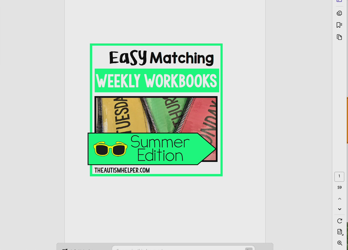 Easy Matching Weekly Workbooks - Summer Edition – The Autism Helper