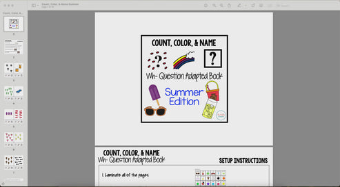 Count, Color, & Name Wh-Question Adapted Book - Summer – The Autism Helper