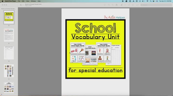 Back to School Vocabulary Unit – The Autism Helper