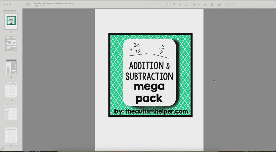 Addition & Subtraction Practice Pack – The Autism Helper