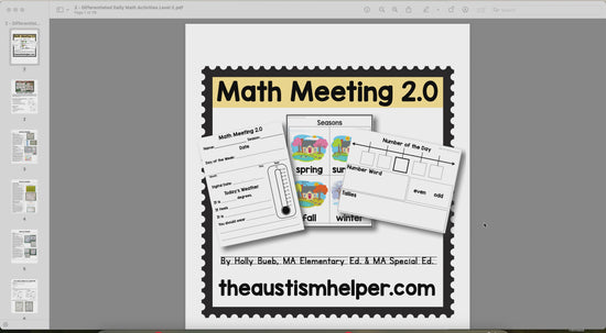 Differentiated Daily Math Activities Level 2 – The Autism Helper
