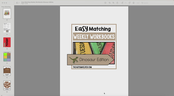 Easy Matching Weekly Workbooks - Dinosaur Edition – The Autism Helper