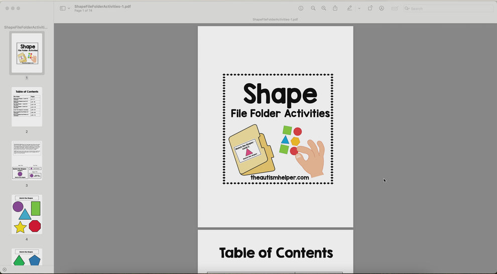 Shape File Folder Activities – The Autism Helper