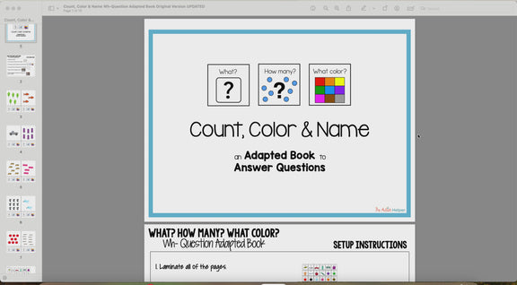 Count, Color, & Name Wh-Question Adapted Book – The Autism Helper
